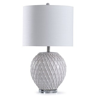 StyleCraft Tabitha White and Gray Quilted Design and White Drum Shade ...