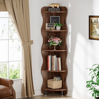 5 Tier Corner Shelf Corner Bookshelf Bookcase Corner Standing Rack ...