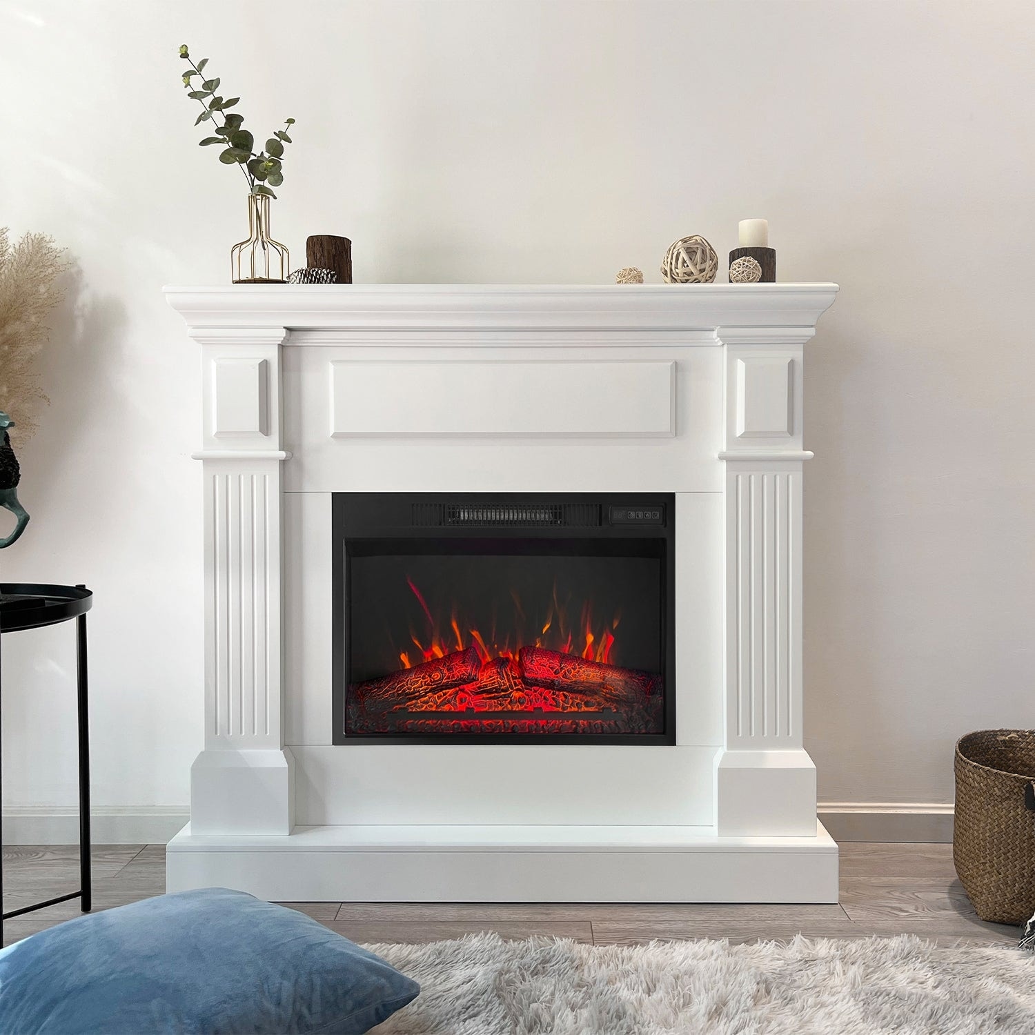 Freestanding Electric Fireplace Mantel Surround Firebox TV Stand with ...
