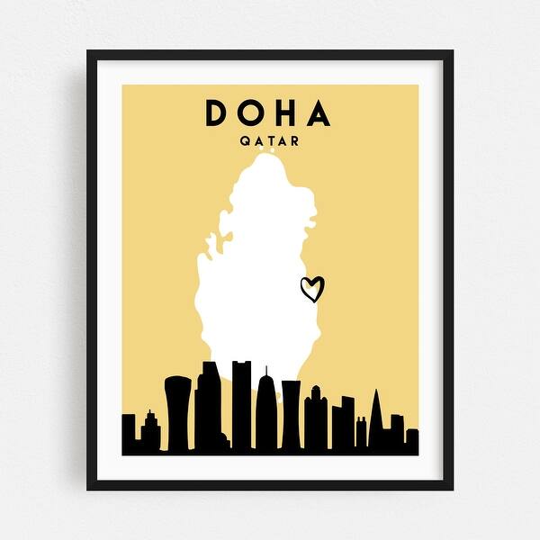 Doha Qatar Doha Qatar Heart City Map Maps Urban Art Print/Poster - Bed ...