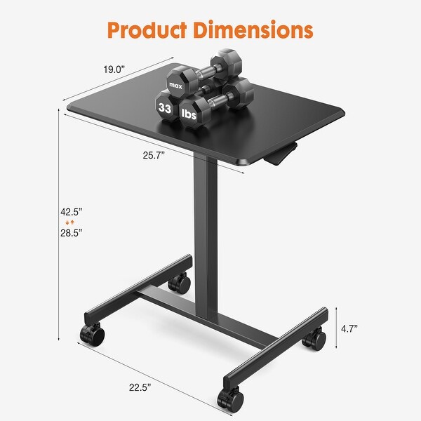 Black Small Mobile Rolling Standing Desk Computer Cart Bed Bath Beyond 42464743