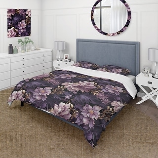 Designart "Eerie Elegance Moody Patterns I" Gold Cottage Bedding Cover ...