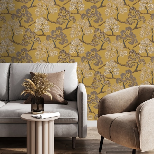 ochre patterned wallpaper