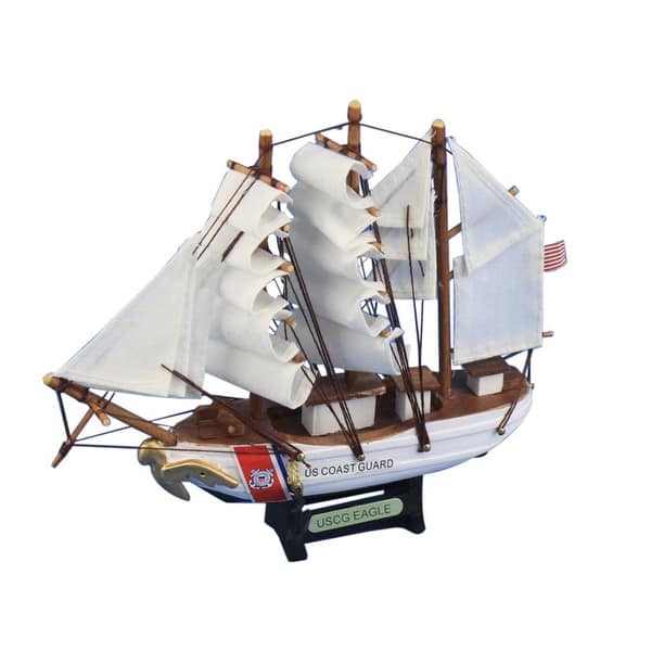 Wooden United States Coast Guard USCG Eagle Model Ship 7" - 7" L x 2" W ...