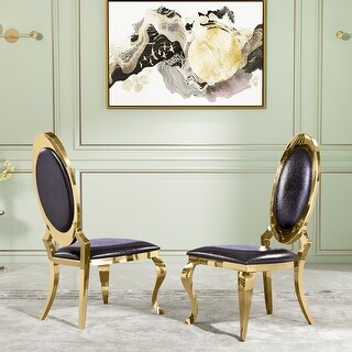 Modern King Louis Upholstered Chairs With Oval Metal Back and Polished ...