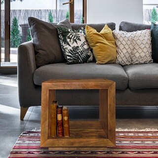 Wooden End Table with Open Interior, 24-Inch Square Accent Stand - Bed ...