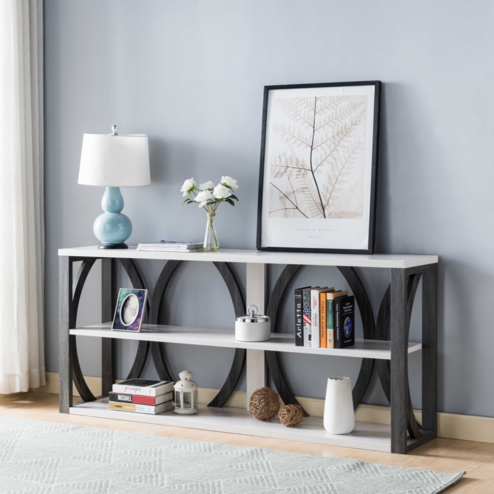 5-Tier Narrow Long Console Table with Open Storage Shelves - On Sale ...