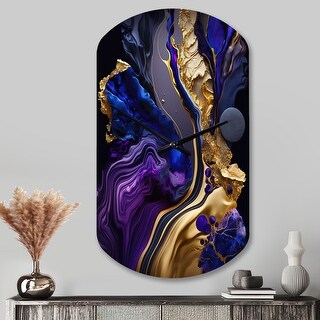 Abstract Marble Geode Purple And Blue - Abstract Liquid Ink Wall Clocks ...