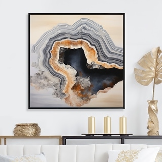 Designart "Stone Geode Scenery Minimalism I" Stone Geode Framed Canvas ...