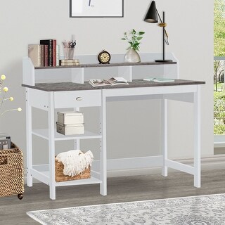 Writing Desk with Hutch, Versatile Workstation with Drawer, Adjustable ...