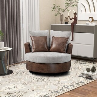 Swivel Accent Barrel Chair and Sofa with 4 Pillows 360 Degree Swivel ...