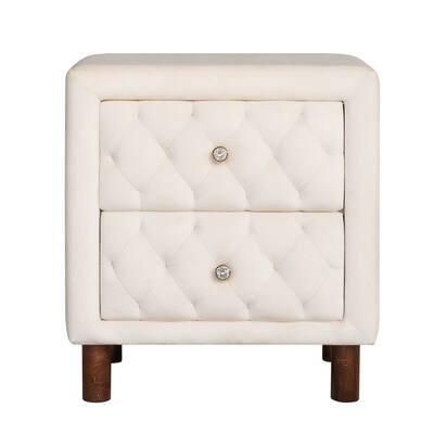 Soft and Warm Upholstered Wooden Nightstand with Two Drawers ,Bedside ...