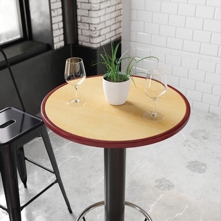 24" Round High-Gloss Cherry & Mahogany Resin Table Top with 2" Thick ...
