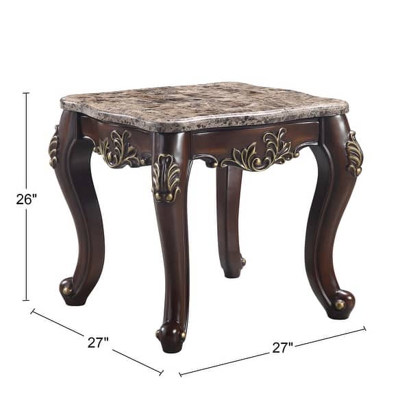 Square End Table with Marble Top Design in Cherry - Bed Bath & Beyond ...