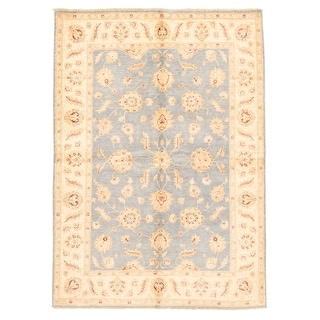 ECARPETGALLERY Hand-knotted Chobi Finest Light Blue Wool Rug - 5'5 x 7 ...