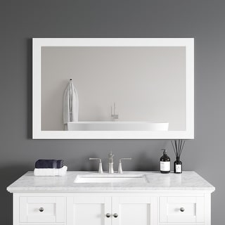 Eviva Sun Rectangular Matte White Wooden Framed Mirror - Bed Bath ...