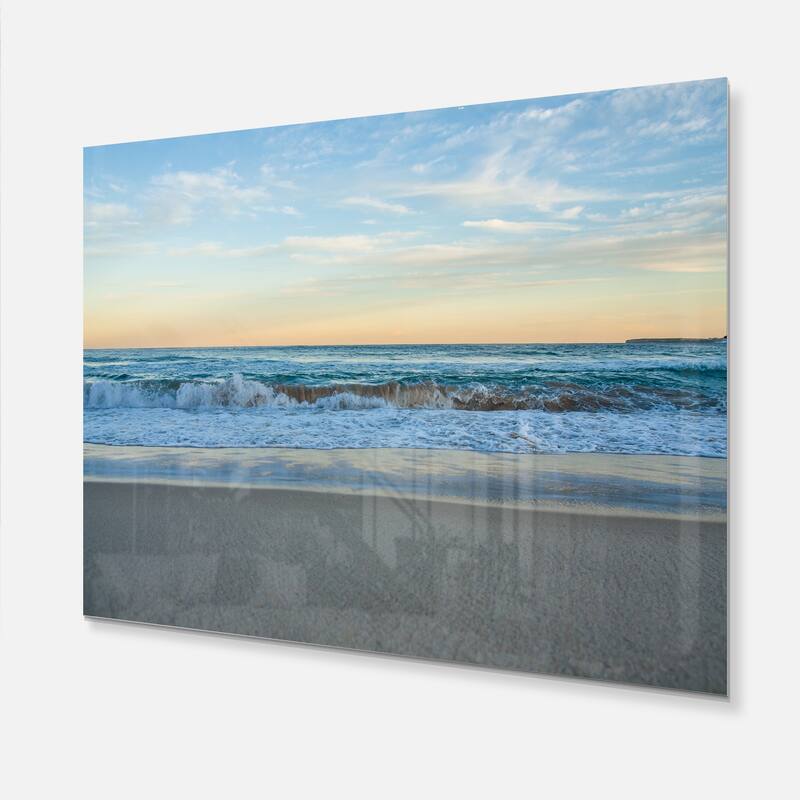 Blue Splashing Scene Beach - Large Seashore Glossy Metal Wall Art ...