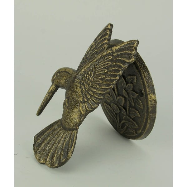 Zeckos Bronze Cast Iron Hummingbird And Flower Door Knocker - 6.5 X 4 X ...