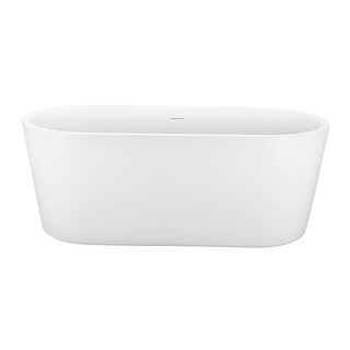 59 in. Acrylic Roll-Top Flatbottom Non-Whirlpool Bathtub in White - Bed ...