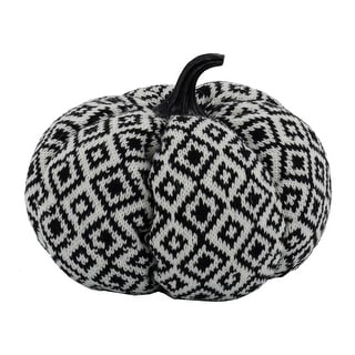 6.3x6.3x5"H Fabric Pumpkin Black/White Diamond Pattern, for Holiday ...
