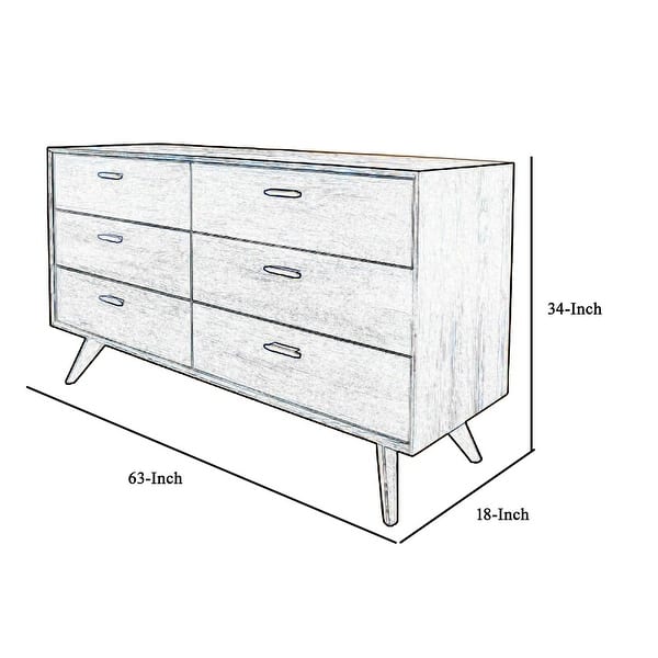 6 Drawer Transitional Style Dresser with Bar Handle and Angled Legs ...
