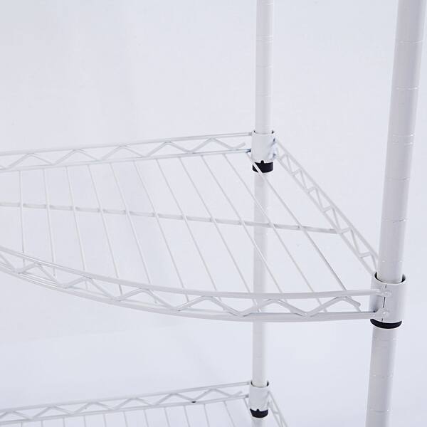 4-Layer Plastic Coated Triangle Corner Shelf 300*300*800 White - Bed ...