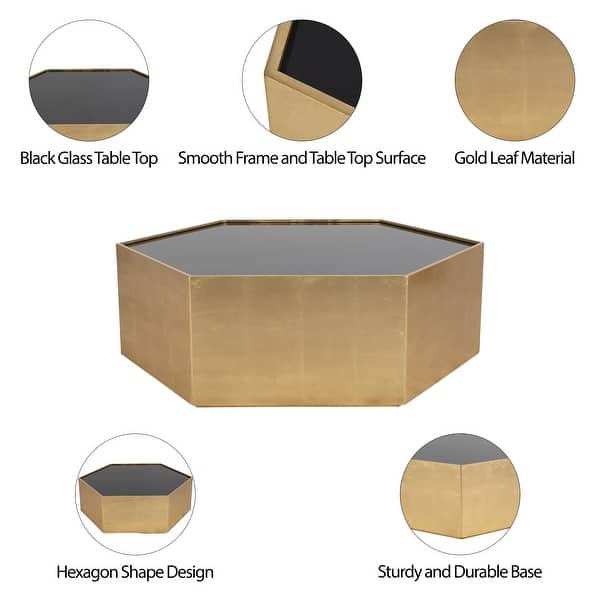 Sagebrook Home Glam Modern Wood Gold Hexagon Glass Top Coffee Table ...