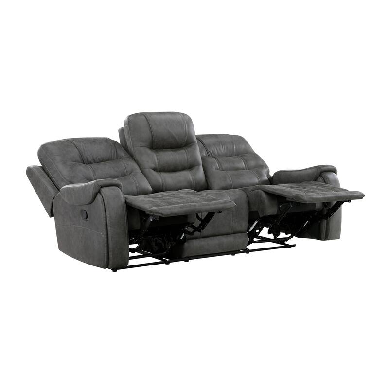 Fremont & Park Gerald 87" Microfiber Manual Double Reclining Sofa - Tab ...