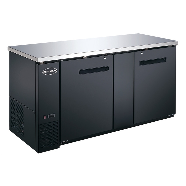 SABA - 27" Depth 58" Two Door Commercial Back Bar Cooler (Black) - Bed ...