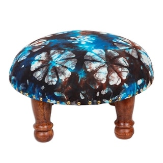 Novica Handmade Flower Majesty Upholstered Ottoman Foot Stool - Bed ...