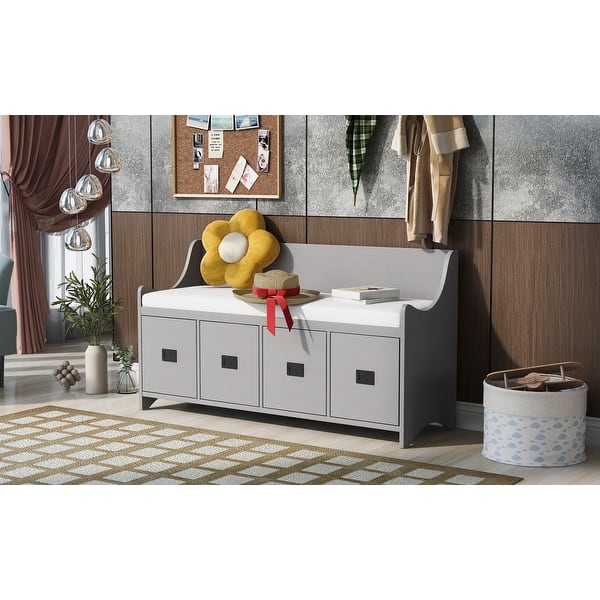 Movable Cushion Storage Bench with Drawers and Backrest - Bed Bath ...