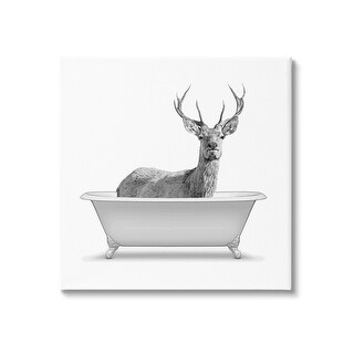 Stupell Woodland Deer Antique Bath Tub Stretched Canvas Wall Art ...