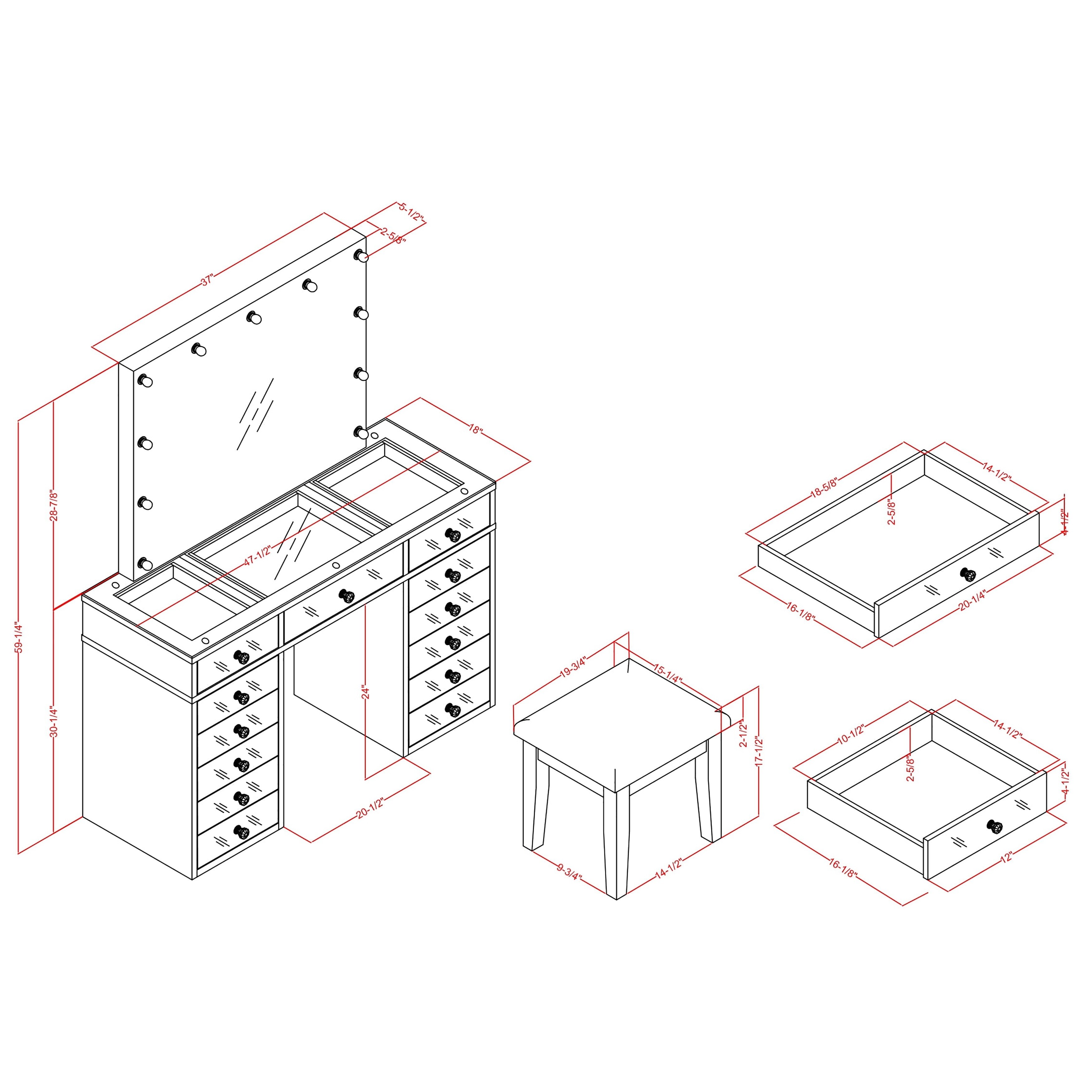 bathroom makeup vanity dimensions