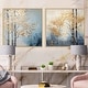 Designart "Minimalism Gold And Blue Trees Scene V" Trees Framed Art Set ...