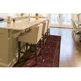 Vintage Distressed Gaylie Rusty-Red/Blue Runner - 3'5" x 8'2" - Bed ...