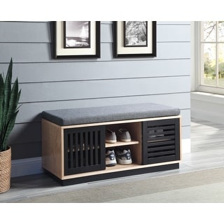 Upholstered Storage Benches, Rectangular Entryway Bench Design with 2 ...