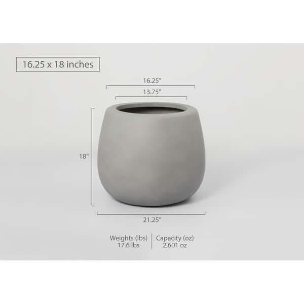 Short Narrow Mouth Globe 1- Piece Fiber Stone Round Planter Pot - Bed ...