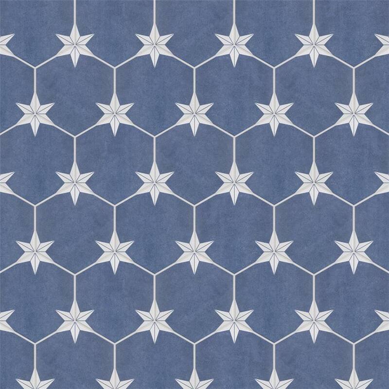 Merola Tile Stella Hex Day 8-5/8" x 9-7/8" Porcelain Floor and Wall ...