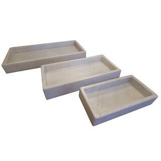 Pembroke Rectangular Nesting White Marble Bowls, Set of 3 - Bed Bath ...
