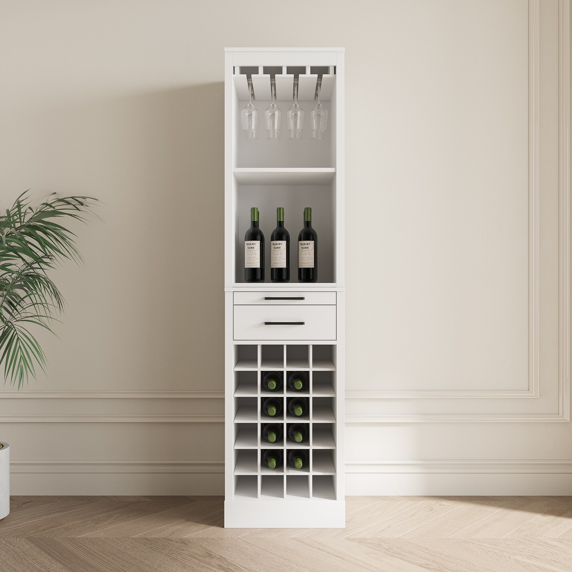 Tall white bar cabinet store
