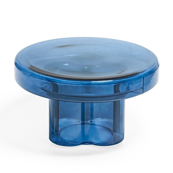 Blue glass side table store