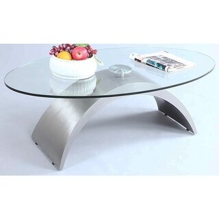 Somette Iris Glass and Stainless Steel Cocktail Table - 28.0 X 52.0 X ...