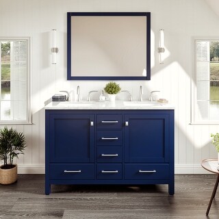 Eviva Aberdeen 48" Blue DS Bath Vanity with Carrara Marble Top - Bed ...