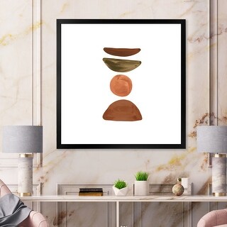 Designart "Minimal Half Moons And Orange Full Moon" Modern Framed Art ...
