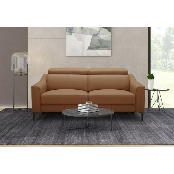 Divani Casa Eden Modern Camel Leather Sofa With 2 Recliners - Bed Bath ...