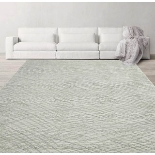 Hand Knotted Textured Gray Tibetan 100% Wool Modern Oriental Area Rug ...