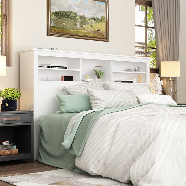 65 W Timechee Wooden Bookcase Headboard With Light On Sale Bed Bath Beyond 36101111