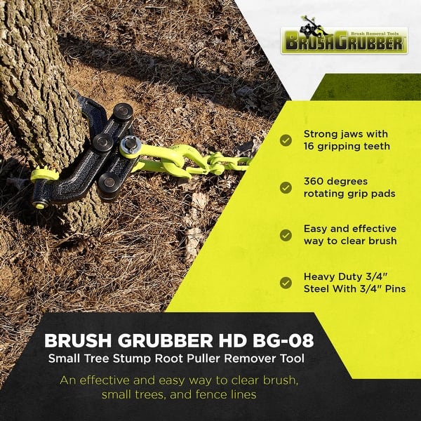 Brush Grubber BG-08 Steel HD Brush & Small Tree Stump Root Puller ...
