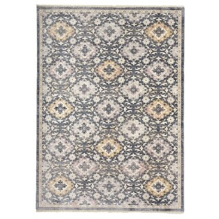 HomeRoots 8' X 10' Blue And Gold Floral Stain Resistant Area Rug - 8' x ...