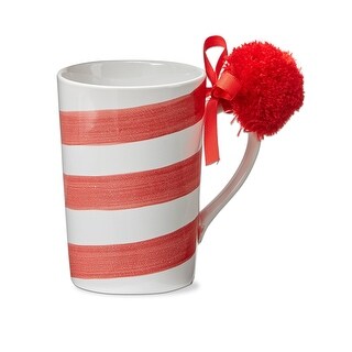 Candy Cane Red Stripe White Stoneware Dishwasher Safe Mug. 12 oz. - Bed ...